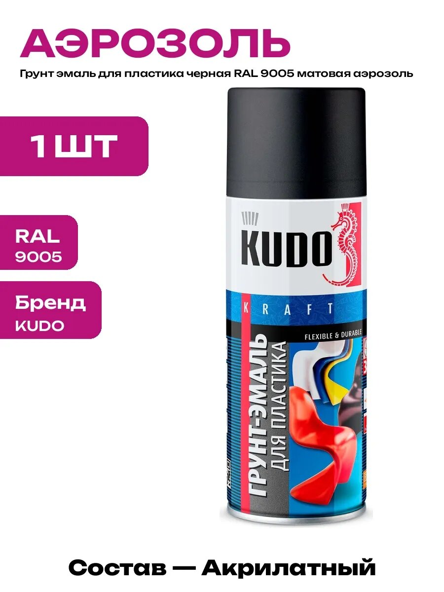 Черная матовая краска для пластика аэрозольная RAL 9005 0.5