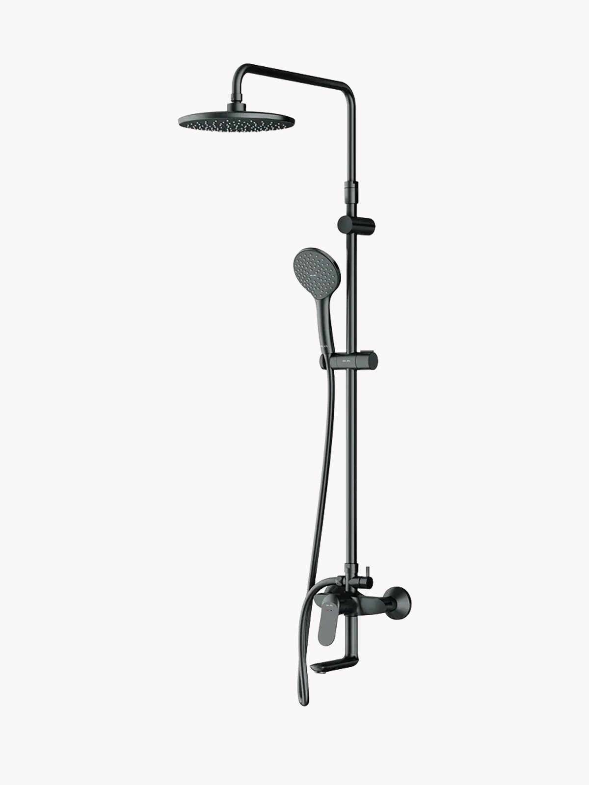 Душевая система с тропическим душем и смесителем AM.PM Suit поворотный излив, регулировка высоты штанги, черный матовый