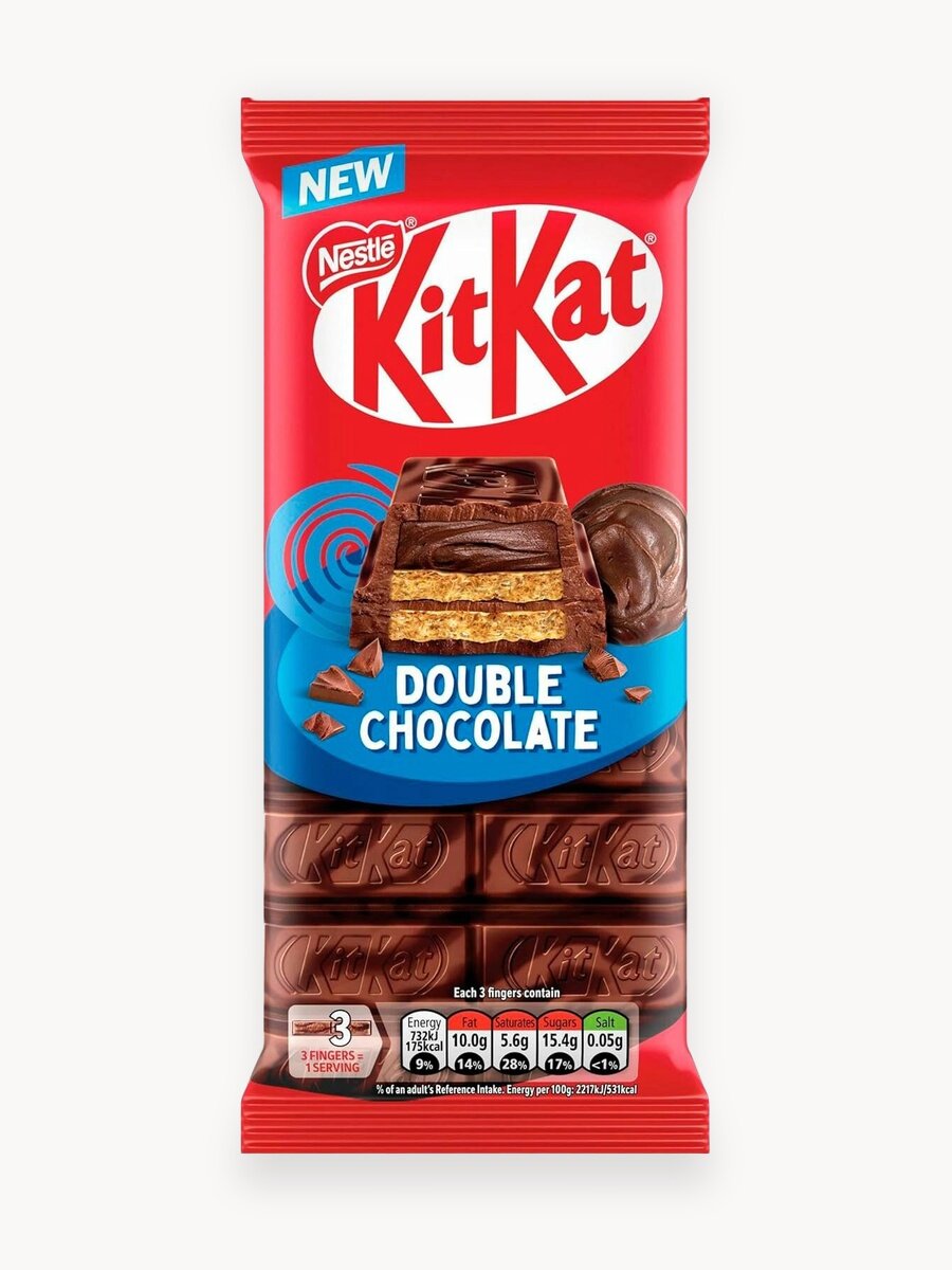 Шоколадная плитка KitKat "Double Chocolate", молочный шоколад, 99г, 2 упаковки