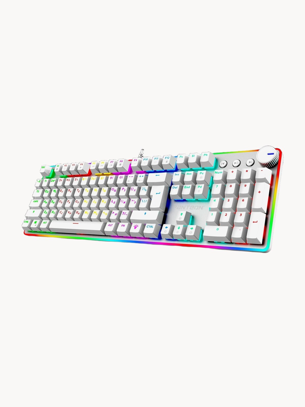 Механическая игровая клавиатура PANTEON T9 PRO BS(151 RGB LED, OUTEMU Black, HotSwap,104+4 кл, USB) белая