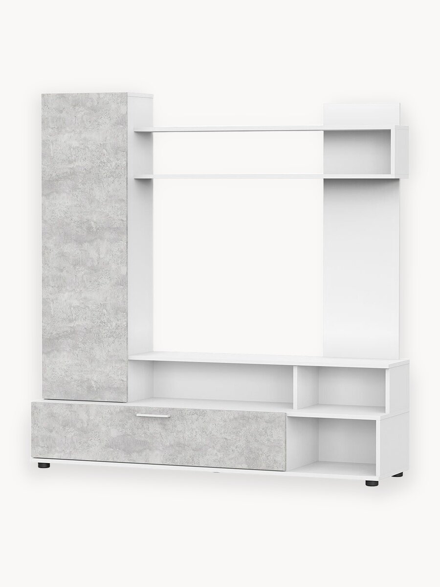 Стенка для гостиной Hoff МГС-9, 150х153,5х38, цвет цемент светлый, белый