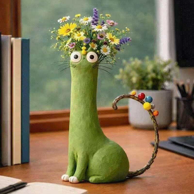 Горячий товар Quirky Cat Vase — уникальный ваз с изображением кошки и собаки, который станет отличным дополнением к интерьеру вашего дома. Этот ваз из