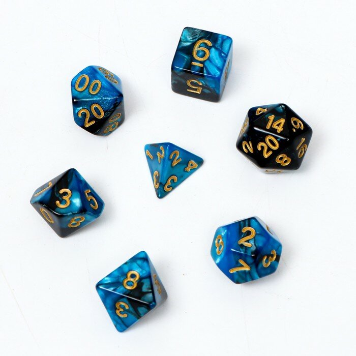 Время игры Кубики - дайсы для ДнД «Сапфир», набор 7 шт.