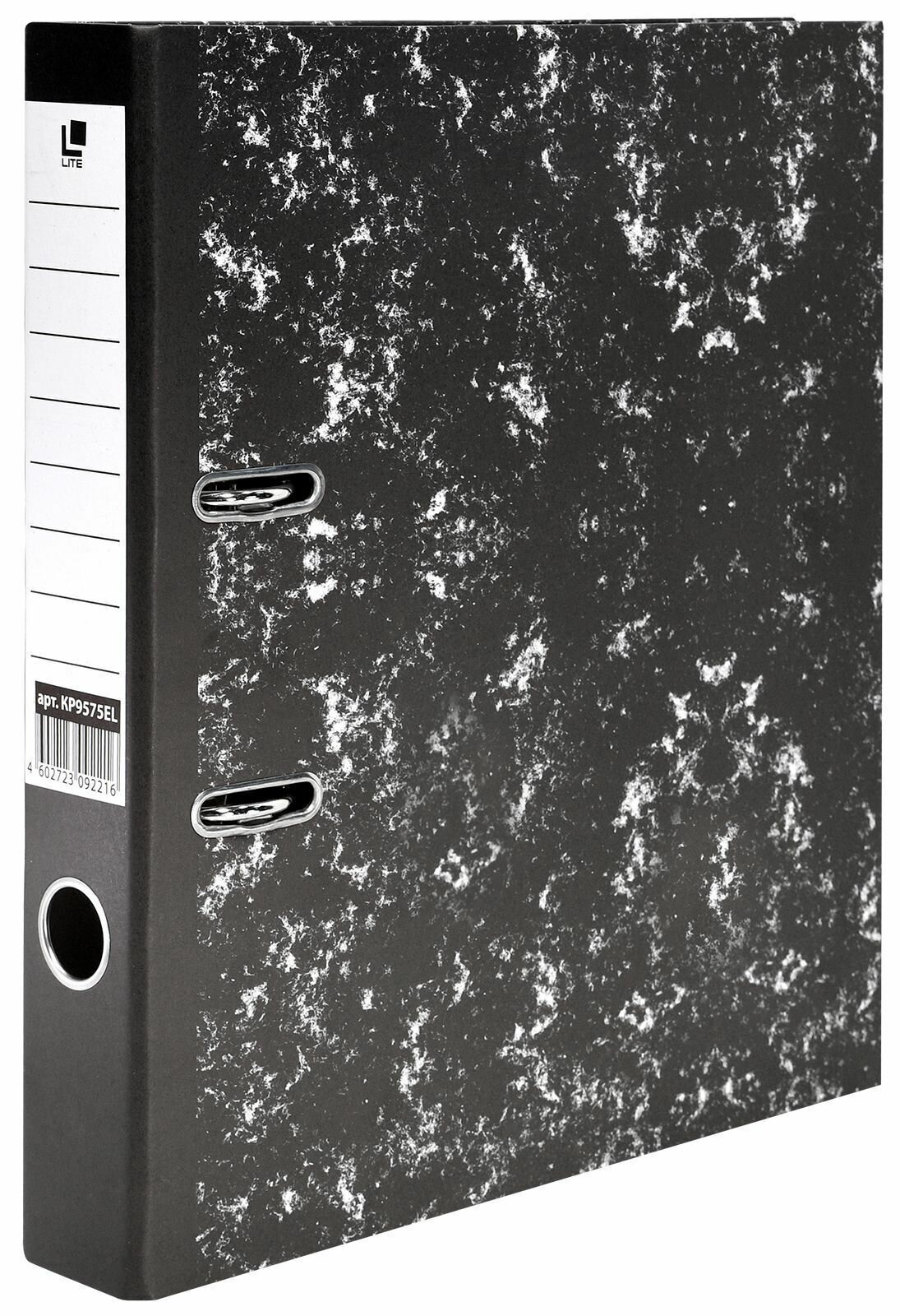 Lite Папка - регистратор бумага, черный мрамор, съемный механизм, 75 мм