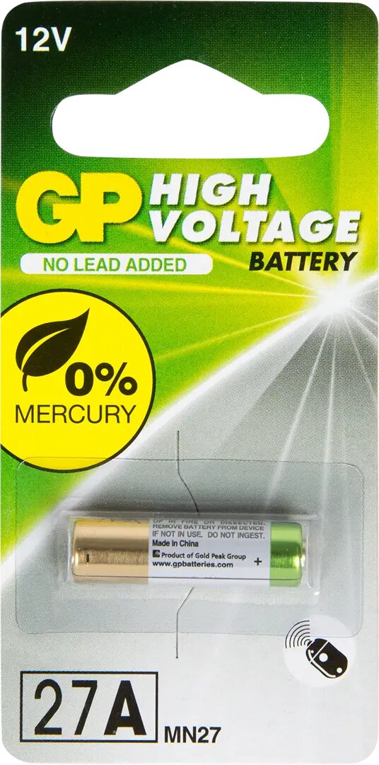 Батарейка алкалиновая GP 27A, 12 В, 1 шт.
