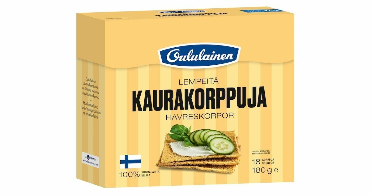 Oululainen Lempeita Hapankorppuja овсяные хлебцы 180 г, (из Финляндии)
