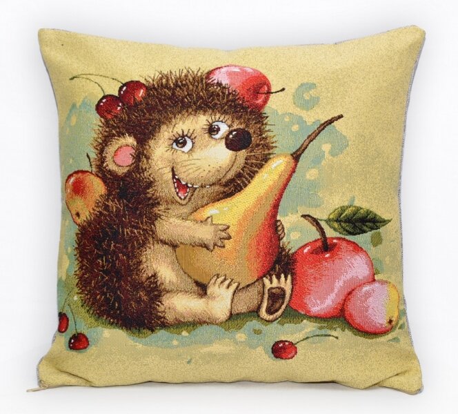 Подушка Декоративная Гобеленовая 45х45 "Весёлый ёжик Фрукты 45*45"