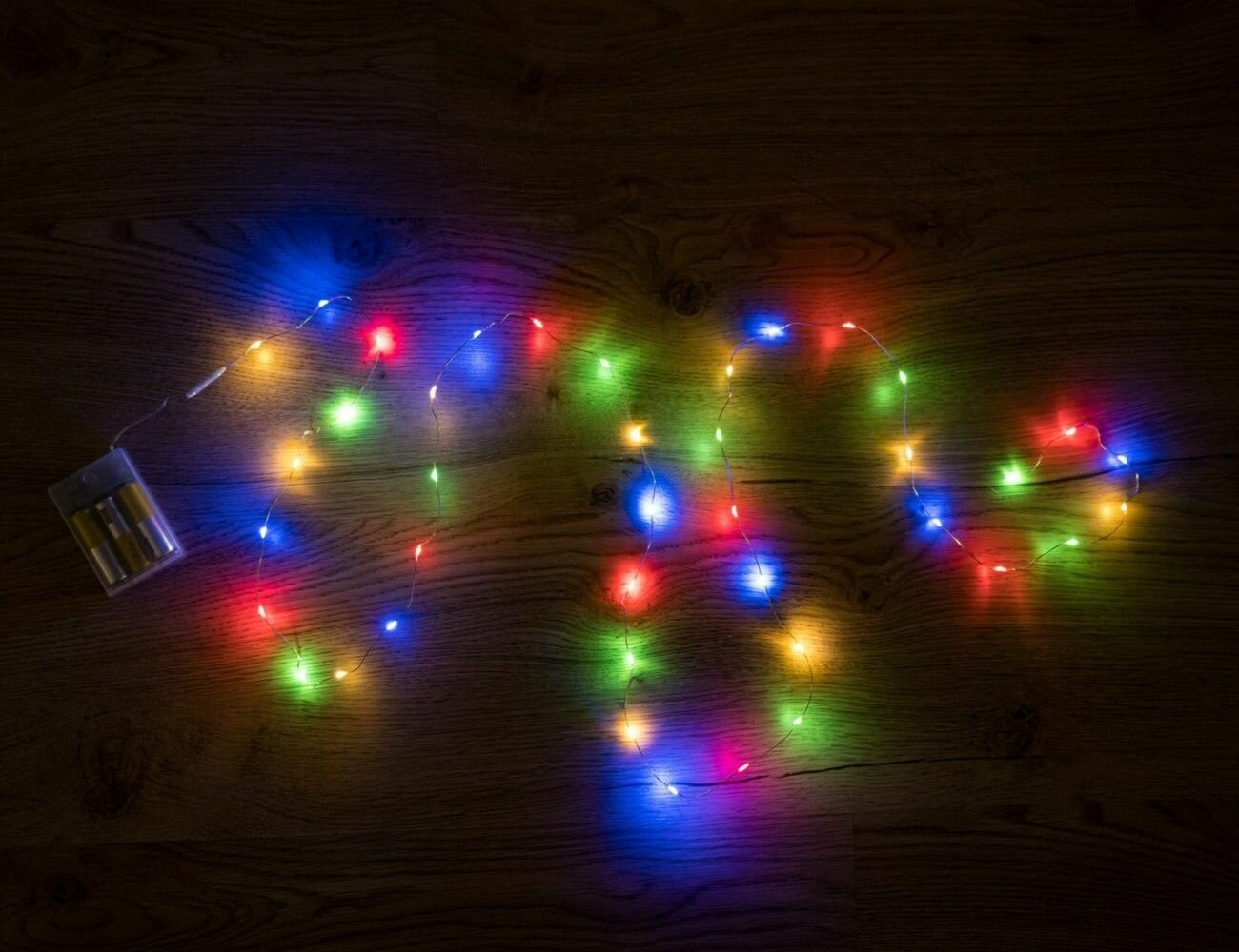 Гирлянда светлячки, 20 разноцветных mini LED-огней, 1 м, серебристый провод, батарейки, Koopman International AX9703010