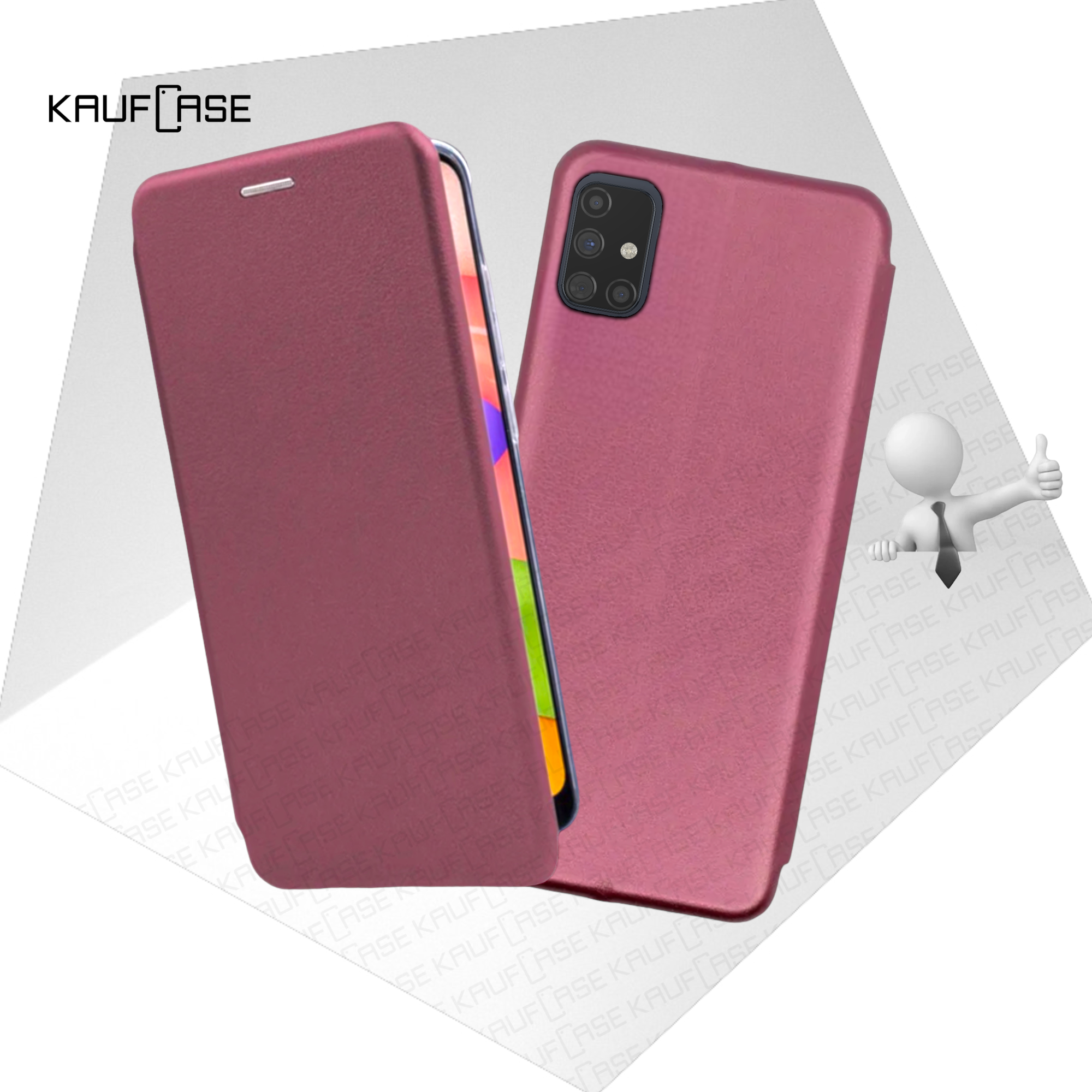 Чехол книжка для телефона Samsung M51 (M515) (6.7"), бордовый. Текстура под кожу