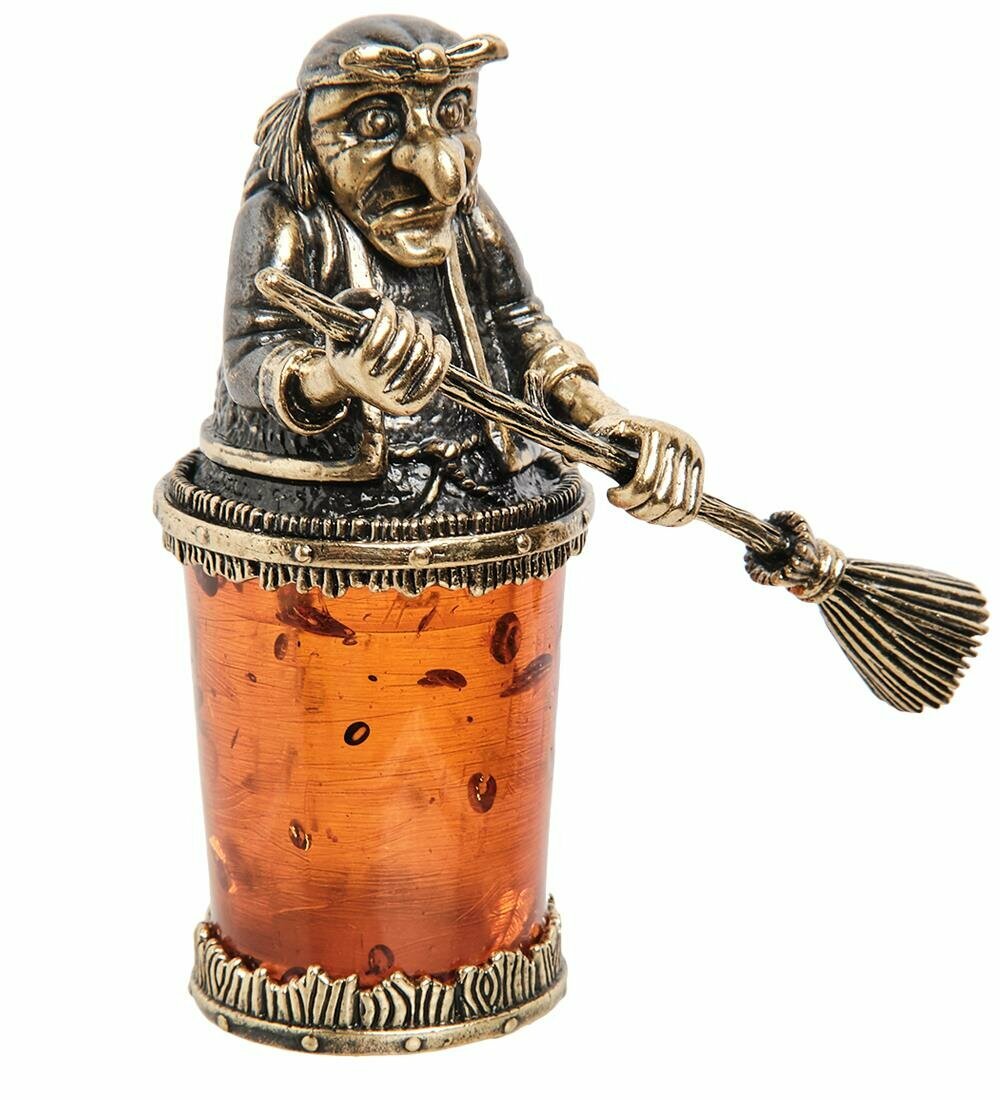 Фигурка Ступа с Бабой Ягой (янтарь)