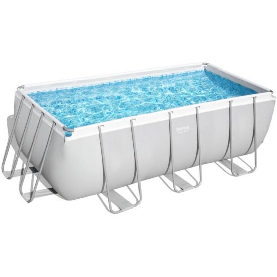 Бассейн Bestway Rectangular Power Steel, 412х201х122см, фильтр-насос 2006л/ч, летница, тент, поплавок-дозатор Объем: 8124л