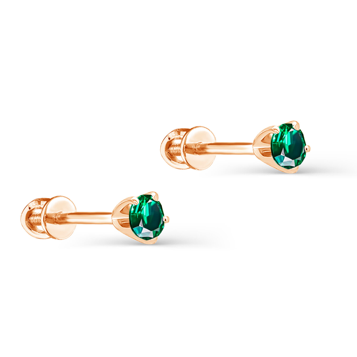 Серьги, красное золото, 585 проба, изумруд