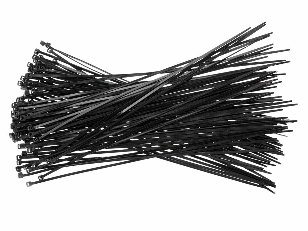 Хомуты пластиковые черные PREMIUM 100 шт. (стяжка нейлоновая, кабельная стяжка, быстросьемный, гибкий фиксатор, хомуты для декора, для рукоделия)