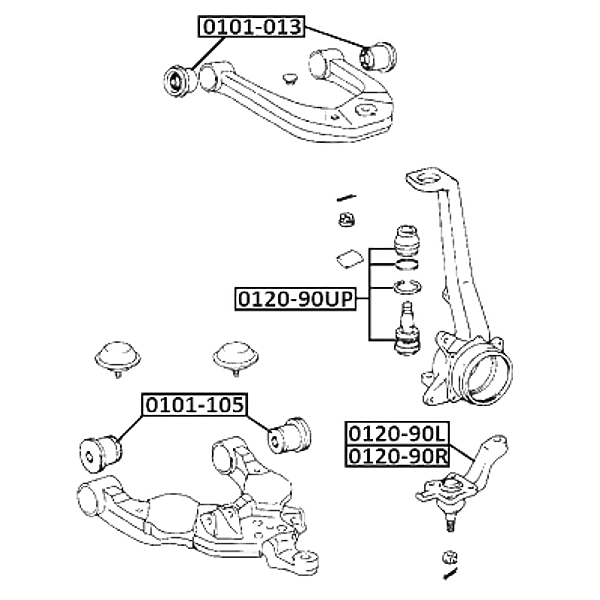 ASVA 0120-90L (4334039325 / 4334039465) опора шаровая нижняя левая