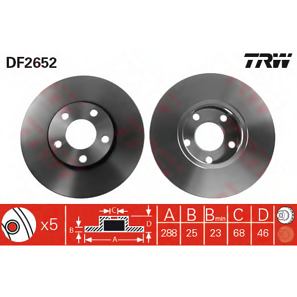 TRW DF2652 (010606100022 / 08352 / 09574510) диск тормозной Audi (Ауди) 100 / a4 / a6, VW Passat (Пассат) all