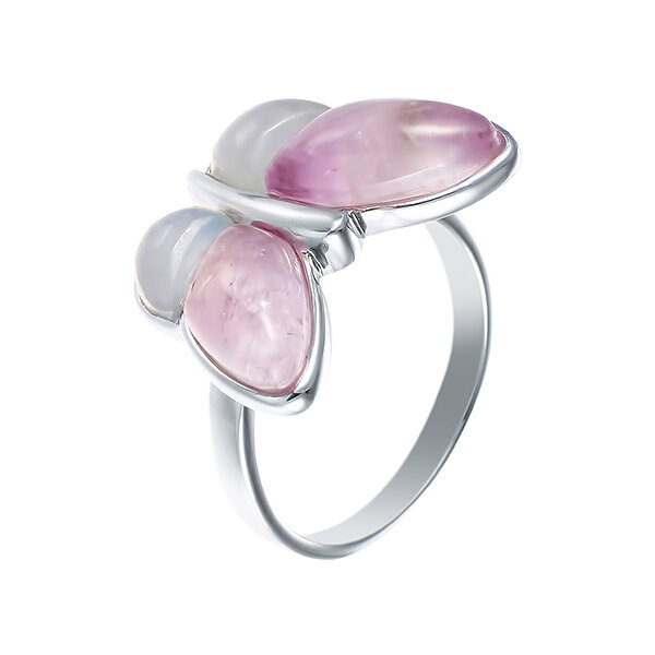 Кольцо ELEMENT47, серебро, 925 проба, аметист, агат