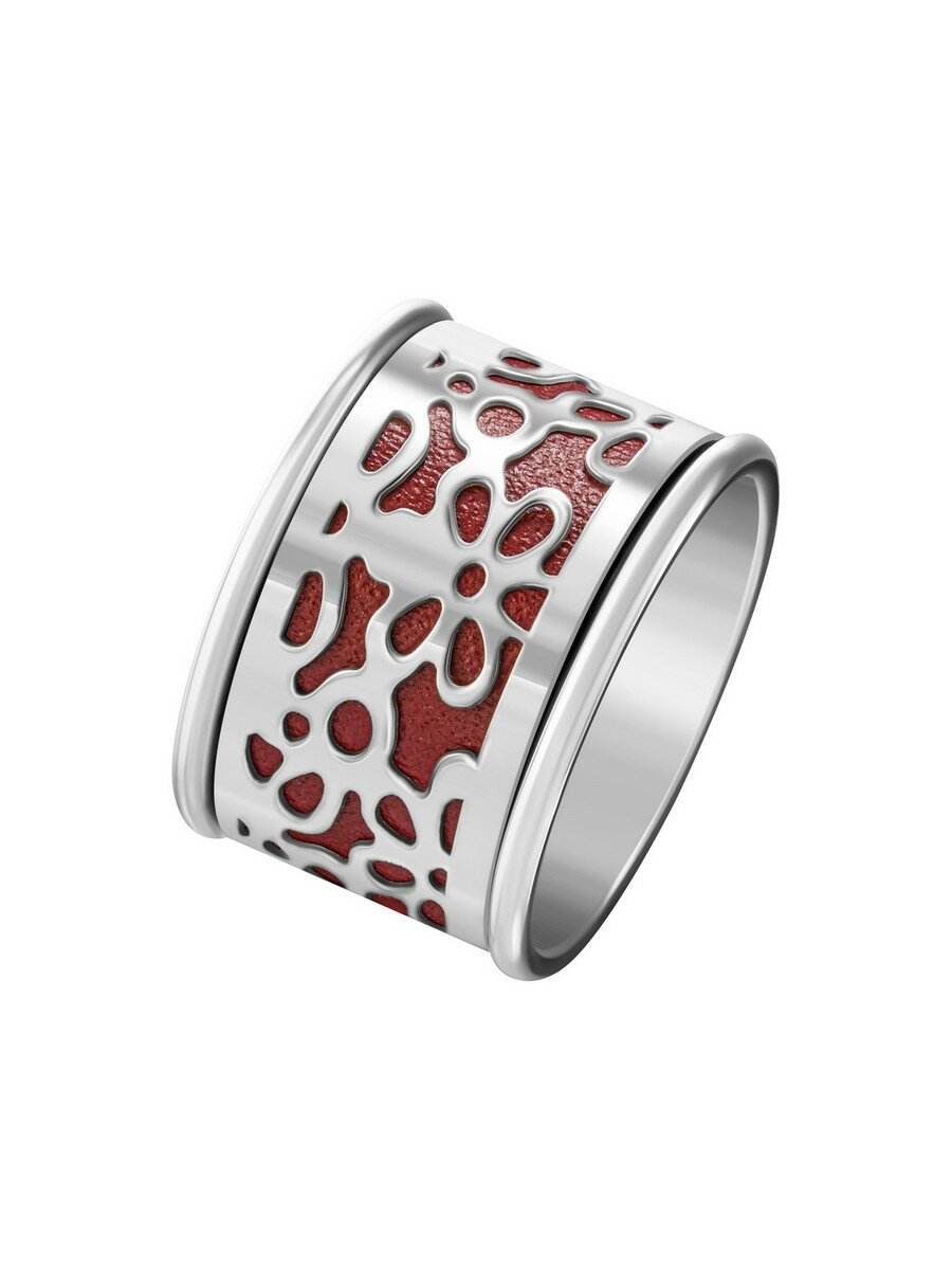 Кольцо, серебро, 925 проба, кожа