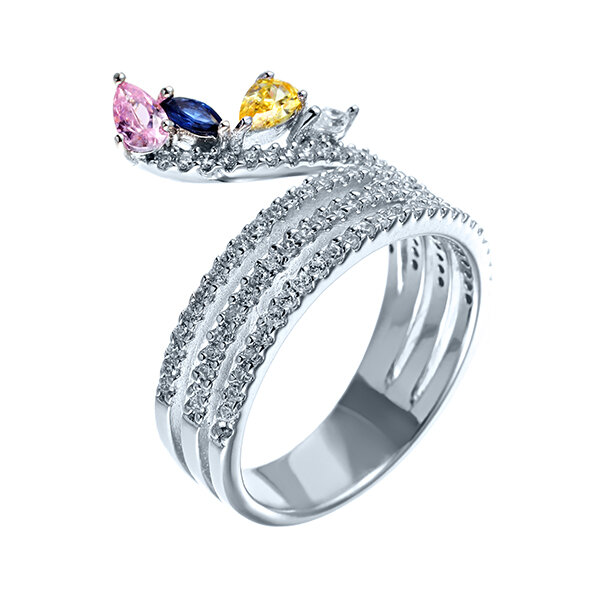 Кольцо, серебро, 925 проба, фианит