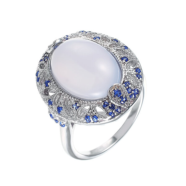 Кольцо, серебро, 925 проба, халцедон