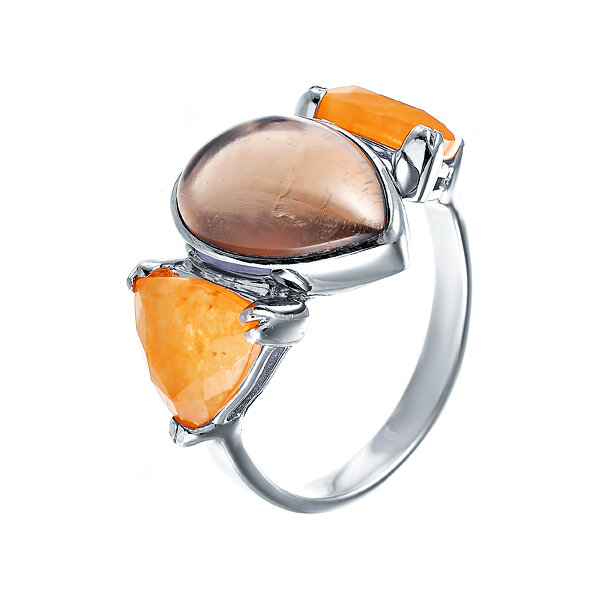 Кольцо, серебро, 925 проба, авантюрин, раухтопаз