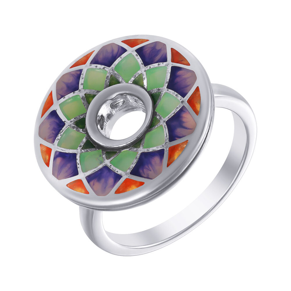 Кольцо, серебро, 925 проба, эмаль