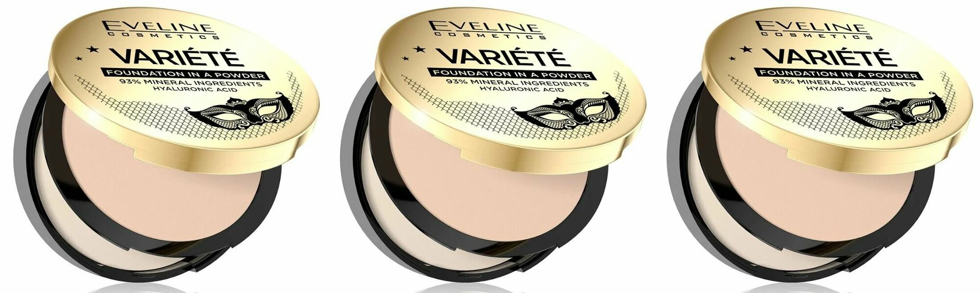 Eveline Cosmetics Минеральная компактная пудра для лица Variete, тон №11 Light beige, 8 гр, 3 шт