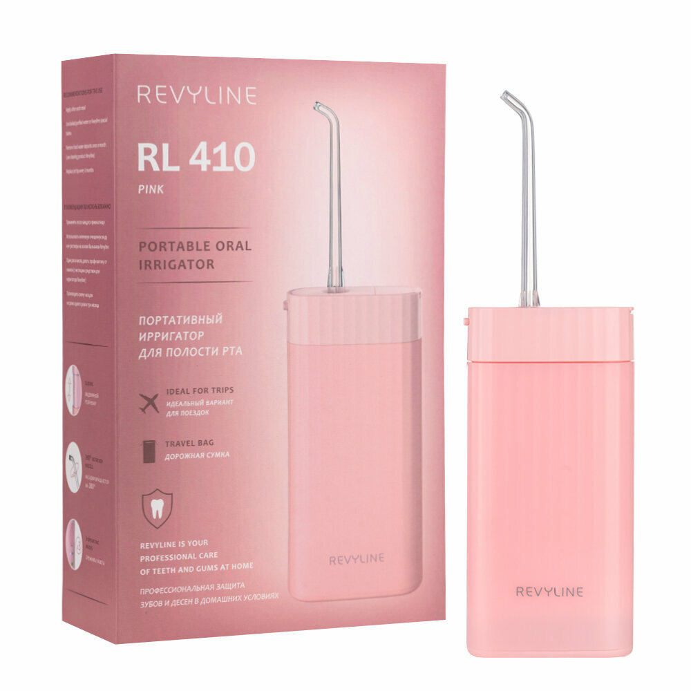 Ирригатор Revyline RL410, портативный, дорожный, 3 режима, 4 насадки, питание от аккумулятора