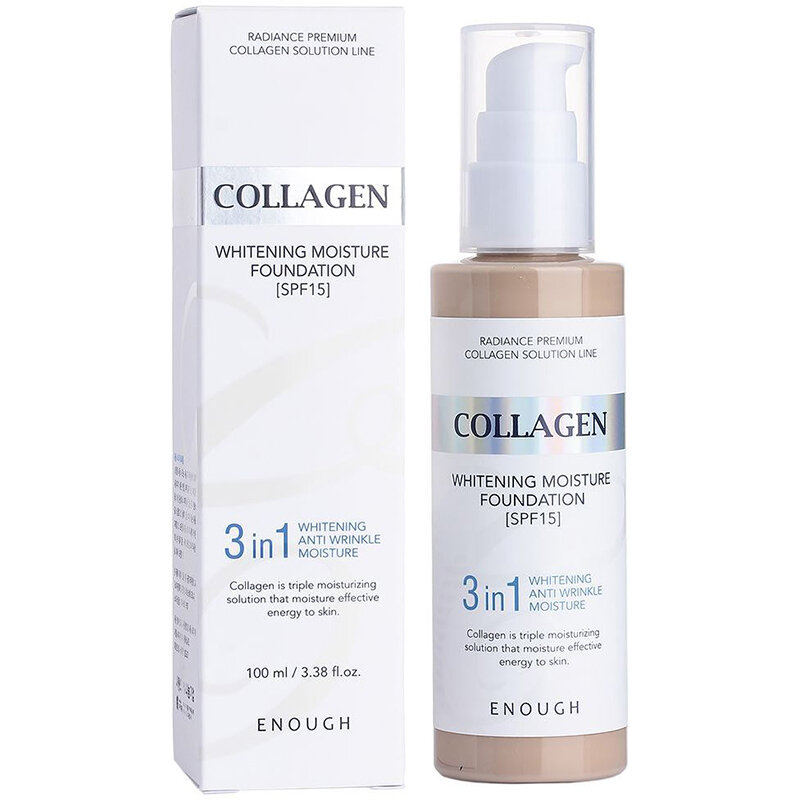 Тональная основа для лица Enough Collagen whitening moisture foundation 3в1, с коллагеном, увлажняющая, SPF 15, тон: 21