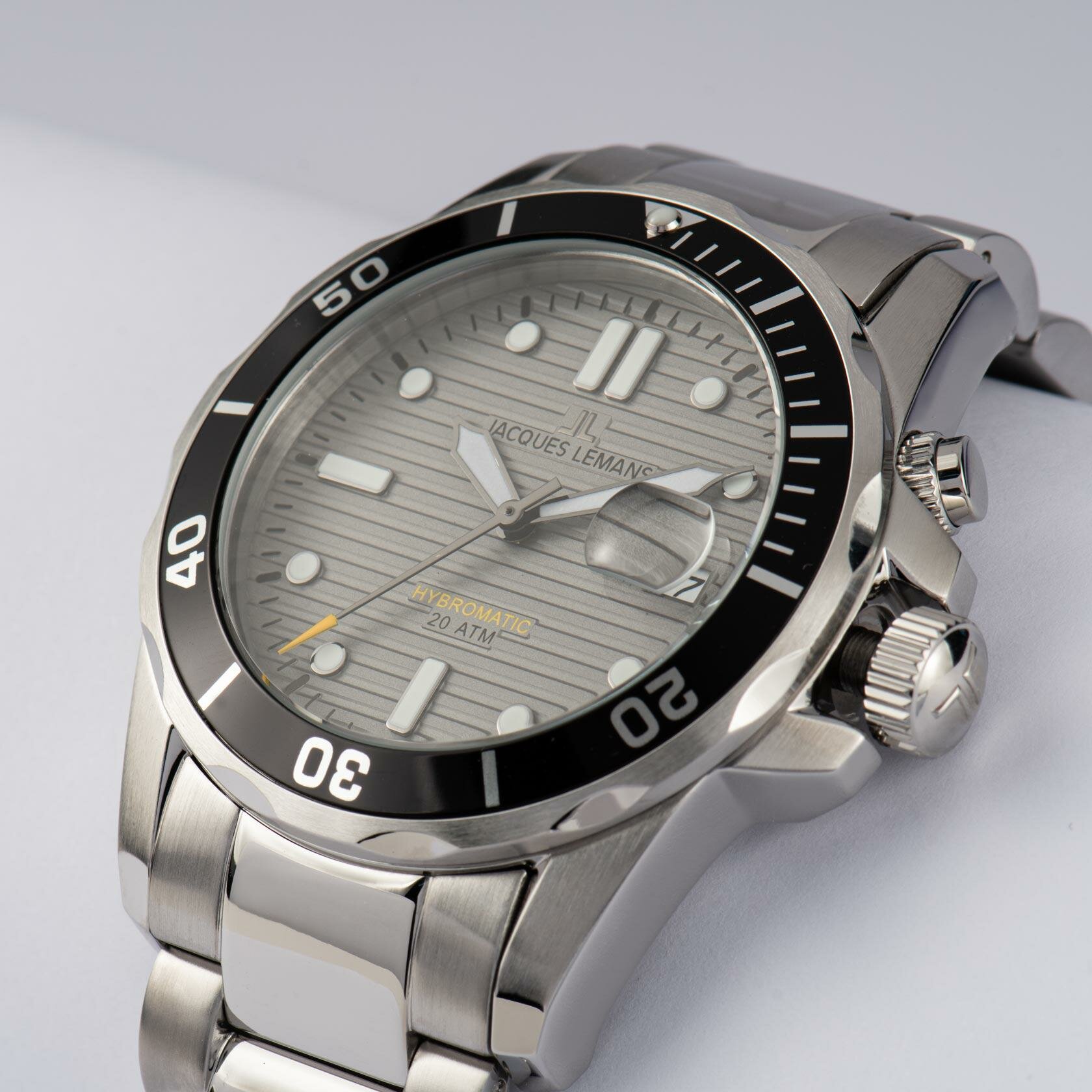Наручные часы JACQUES LEMANS Hybromatic, silver/black — фото 1
