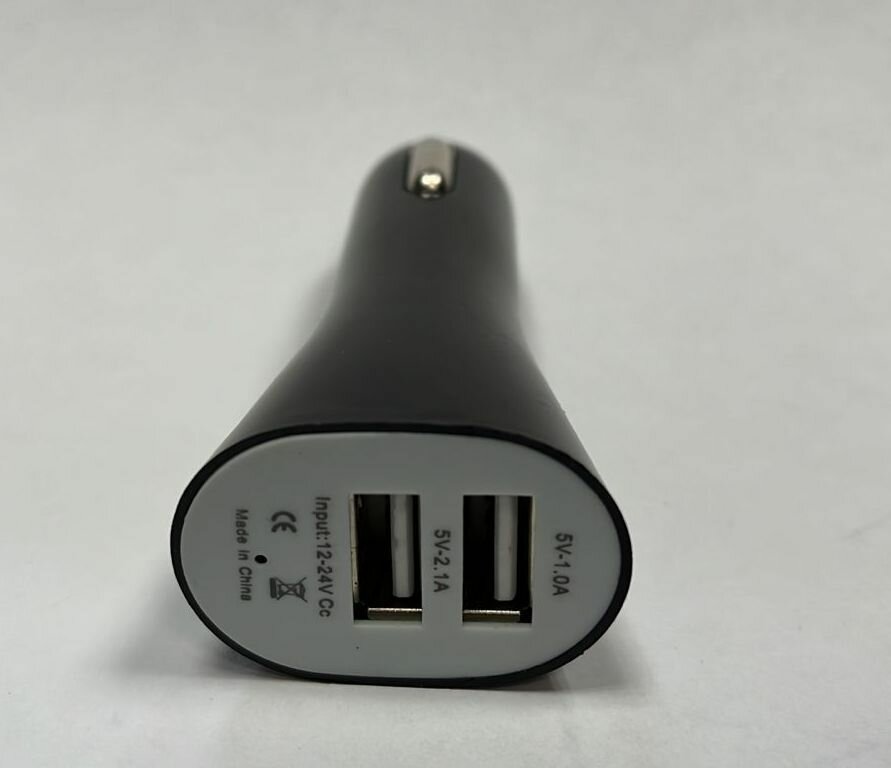 Автомобильное зарядное устройство удлиненное в прикуриватель 12-24В/ 2 порта USB-A