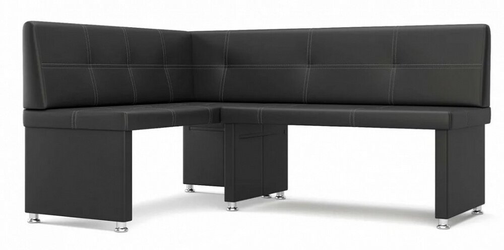 Кухонный диван Кантри 2 угловой Черный Экокожа, 168х129х87 см