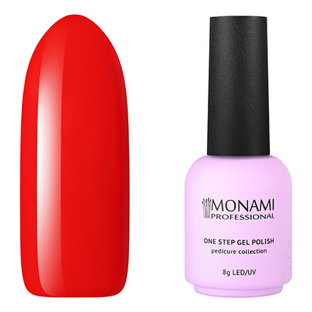 Monami, Гель-лак Pedicure collection 04, 8 гр (алый, без блесток и перламутра, плотный.)