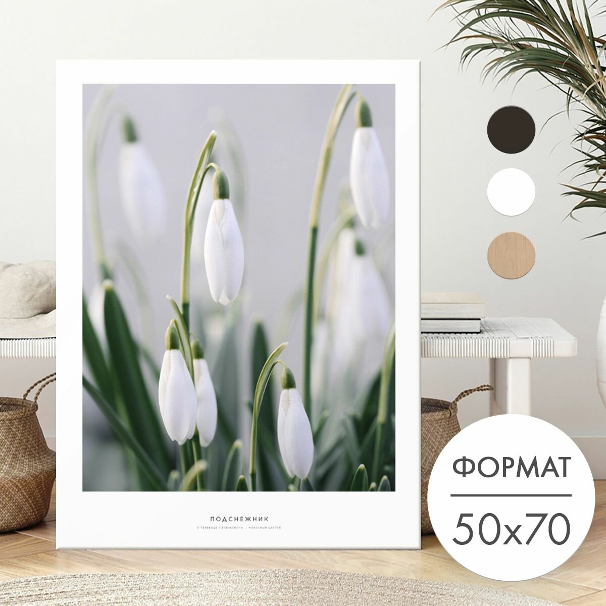 Постер 50х70 без рамки "Ландыши" для интерьера
