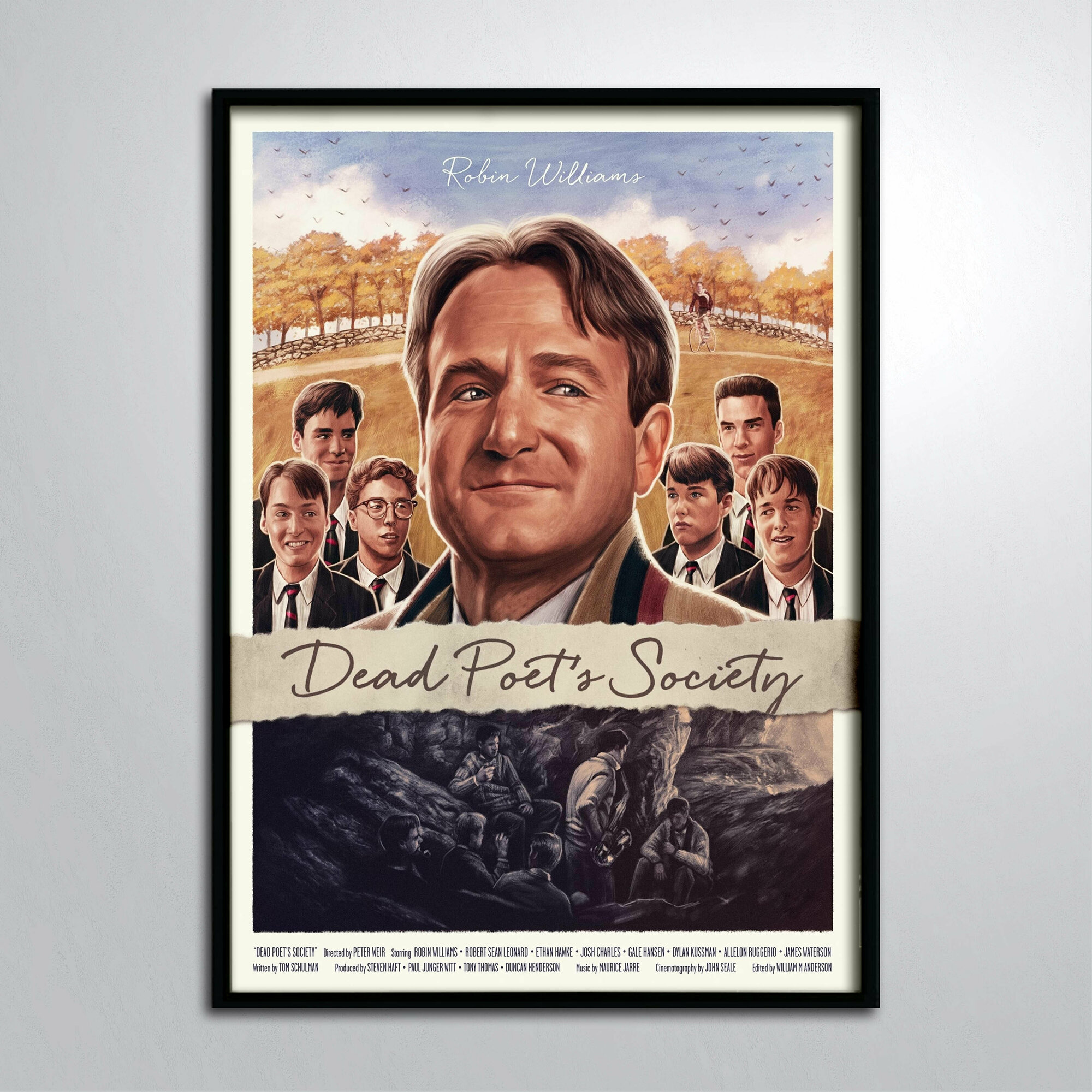 Постер без рамы/Общество мертвых поэтов Робин Уильямс Рисунок Dead Poets Society (А2/420х594)