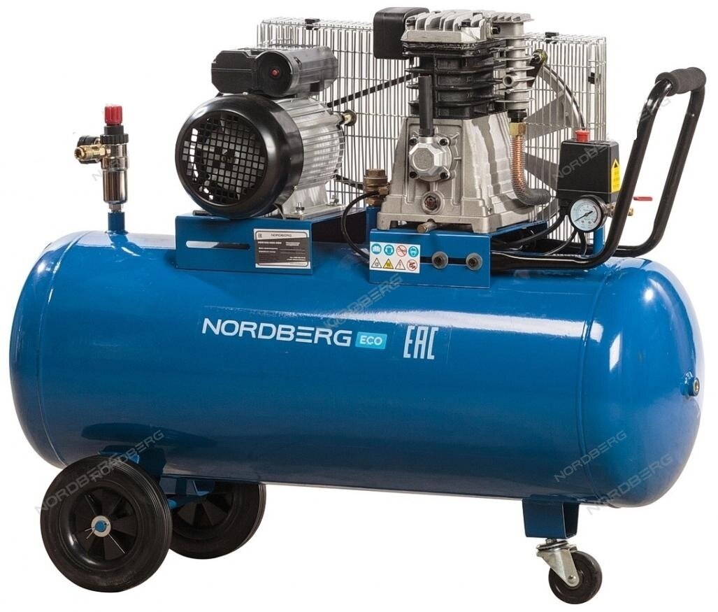 Компрессор поршневой с ременным приводом, объем 100 л NORDBERG NCE100/400