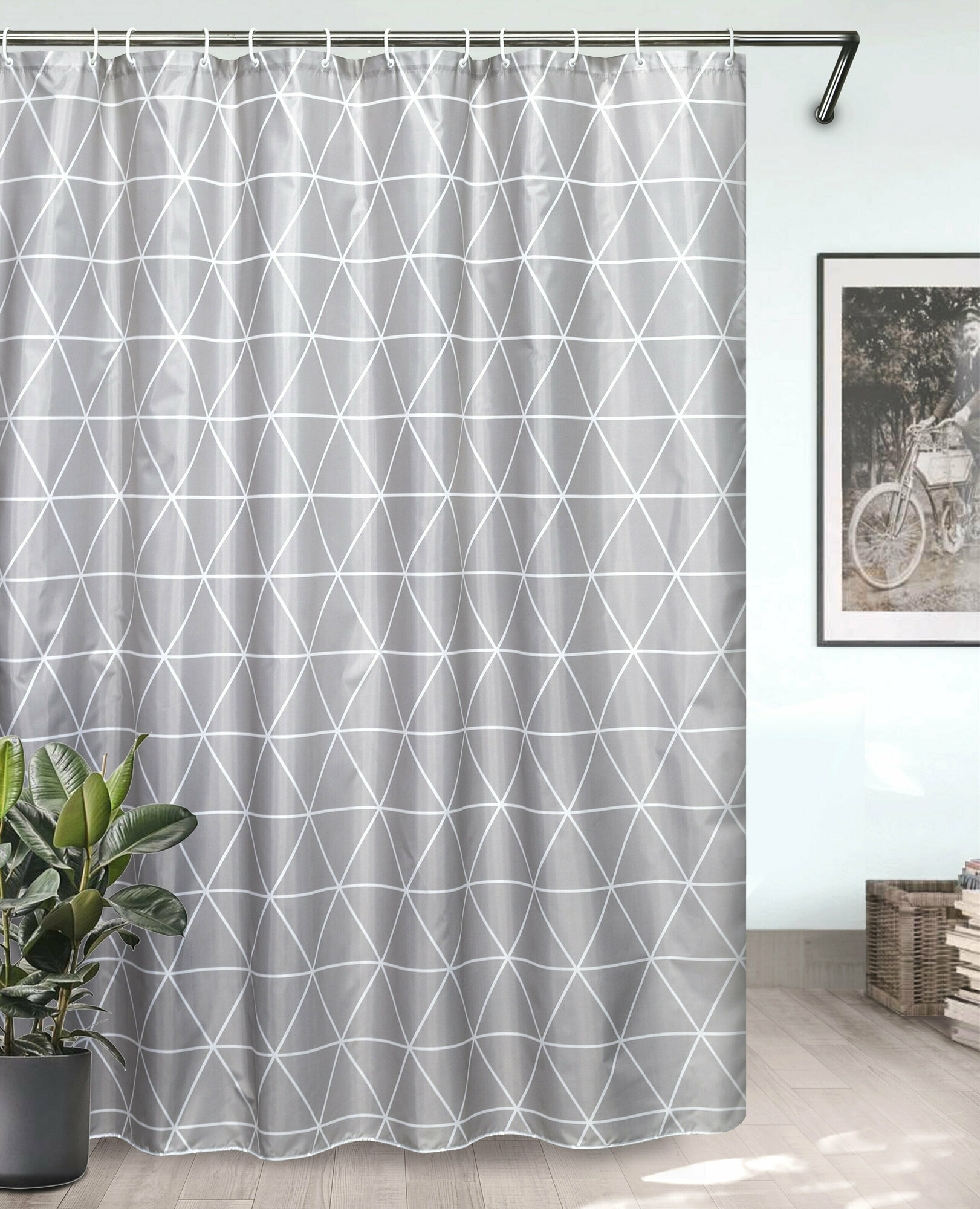 Штора занавескадля ванной Bath Plus 180x180 см тканевая Grebo серый