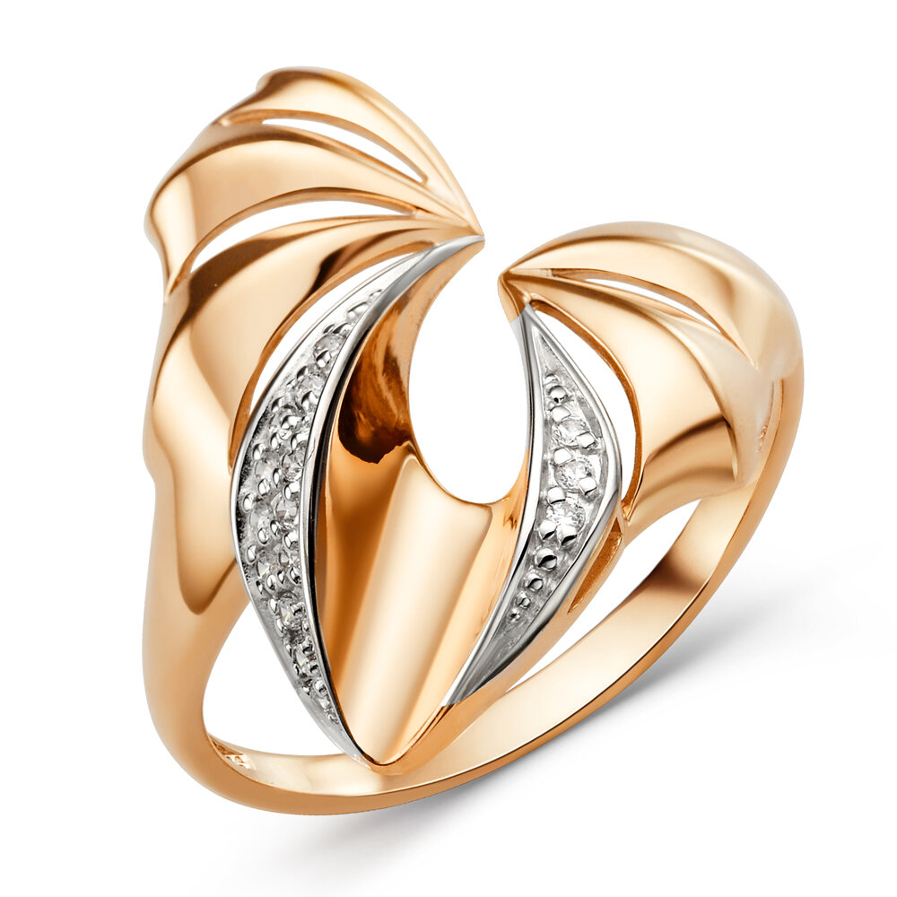 Кольцо, красное золото, 585 проба, фианит