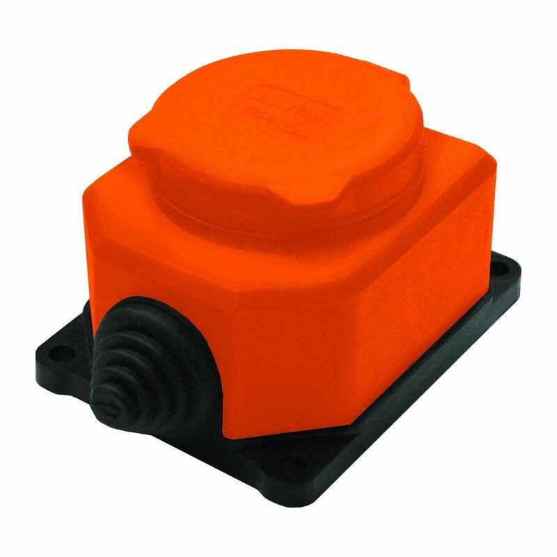 Розетка настенная 1-м 1ф «компакт» с загл IP44 16А каучук оранж. UNIVersal 3037