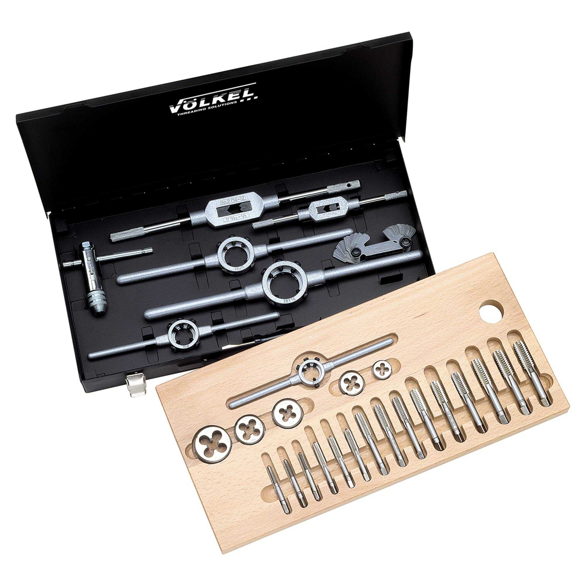 Набор метчиков и плашек Volkel BSW 1/4"-1,1/2" HSS-G 62пр 48035