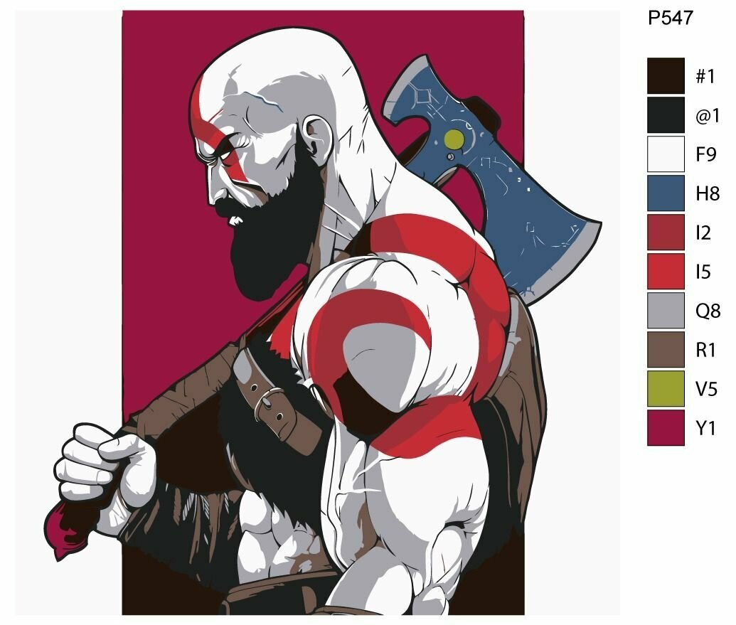 Детская картина по номерам P547 "Игра God of War. Кратос" 30x30