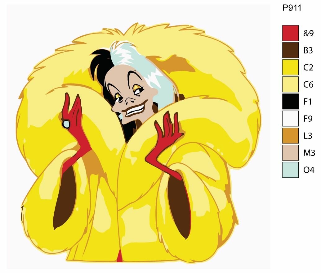 Детская картина по номерам P911 "101 далматинец. Стервелла Де Виль" 30x30