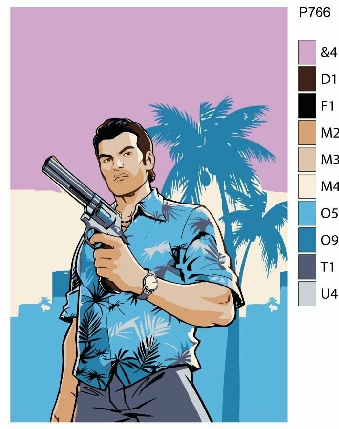 Детская картина по номерам P766 "Игра GTA (ГТА). Томми Версетти" 20x30