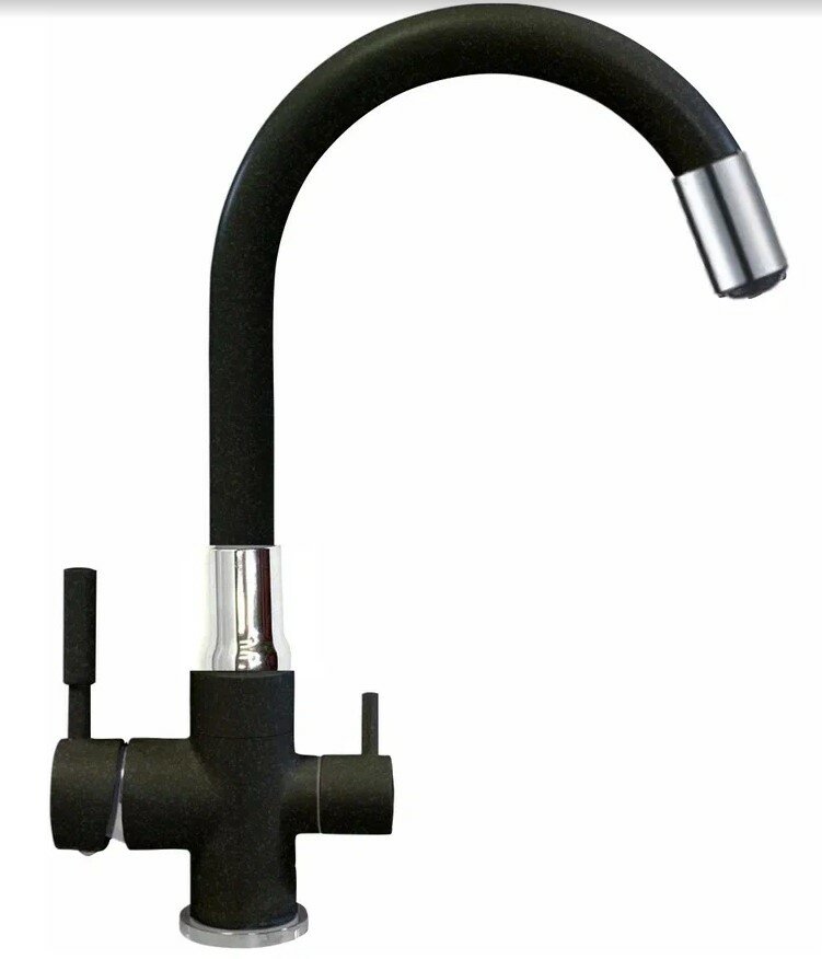 Gota Rocio G351-532Смеситель д/кухни с доп. выходом д/воды с силикон. излив. черный