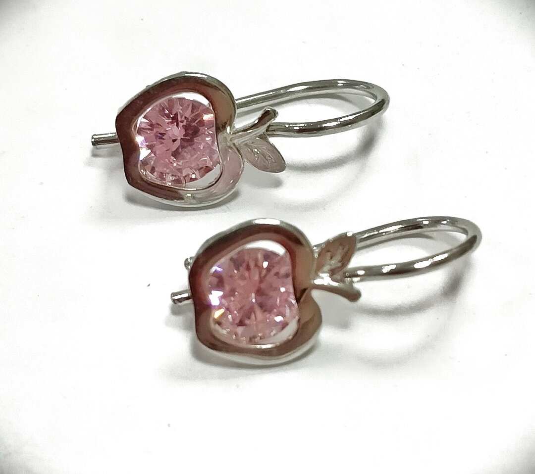 Серьги, серебро, 925 проба, родирование, фианит