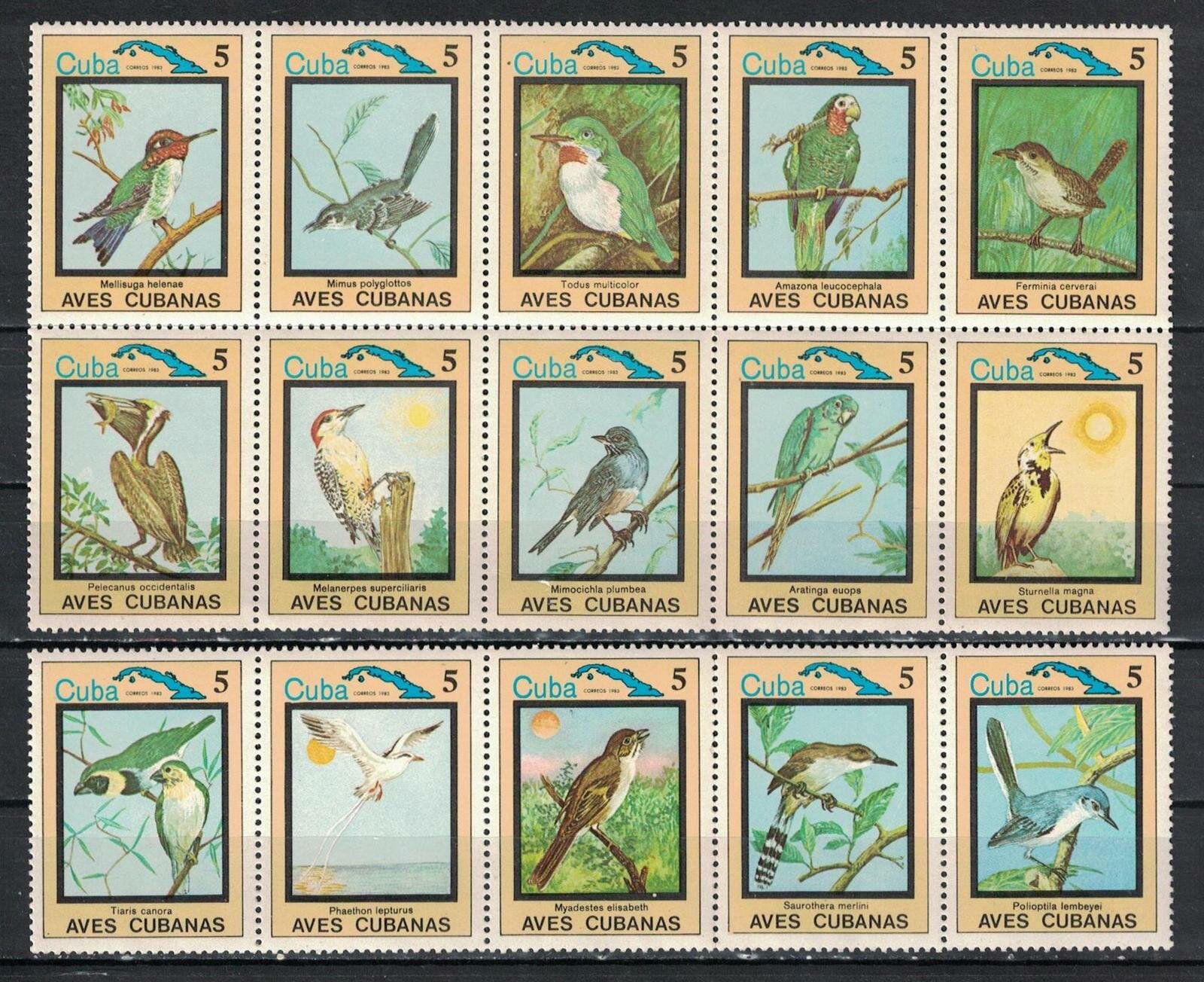 Почтовые марки Куба 1983г. "Флора и фауна - Птицы" Птицы MNH