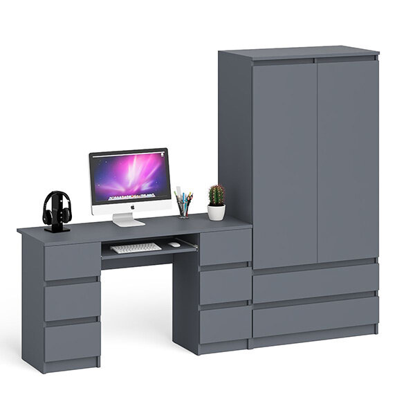 Стол компьютерный Мори МС-2 + Шкаф МШ900.1, цвет графит
