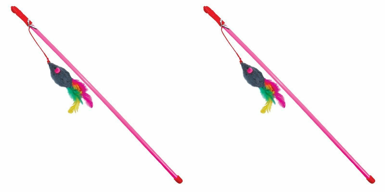 Triol Игрушка для кошек Удочка-дразнилка Мышка мини, 4,5 х 50 см, 2 шт