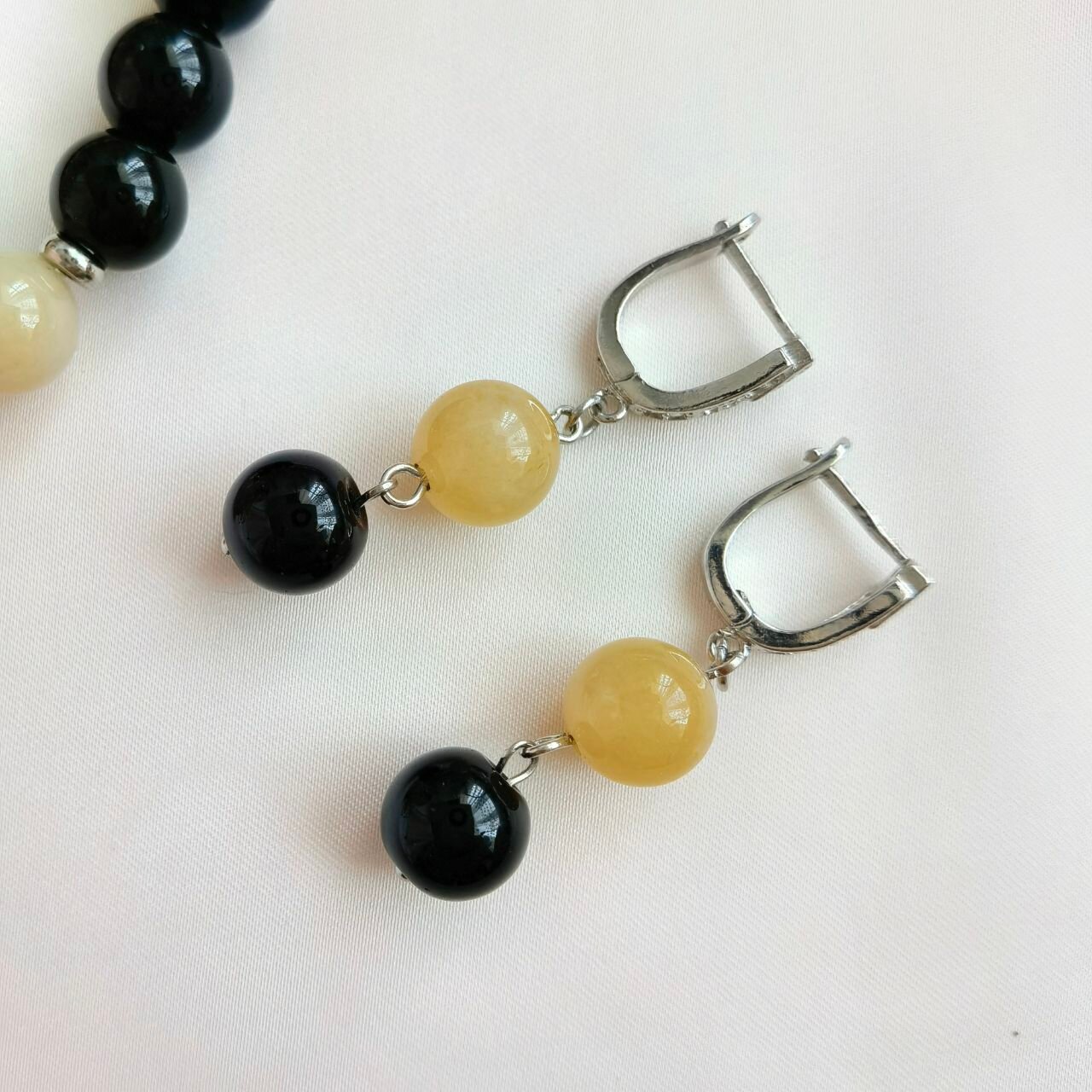 Серьги, агат, нефрит