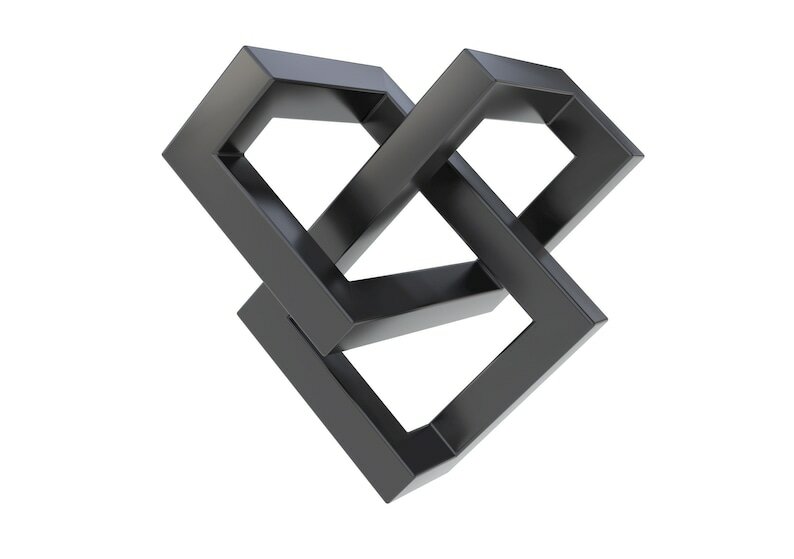 Полигональная фигура Тройная бесконечность, геометрический полигональный металлический декор интерьера