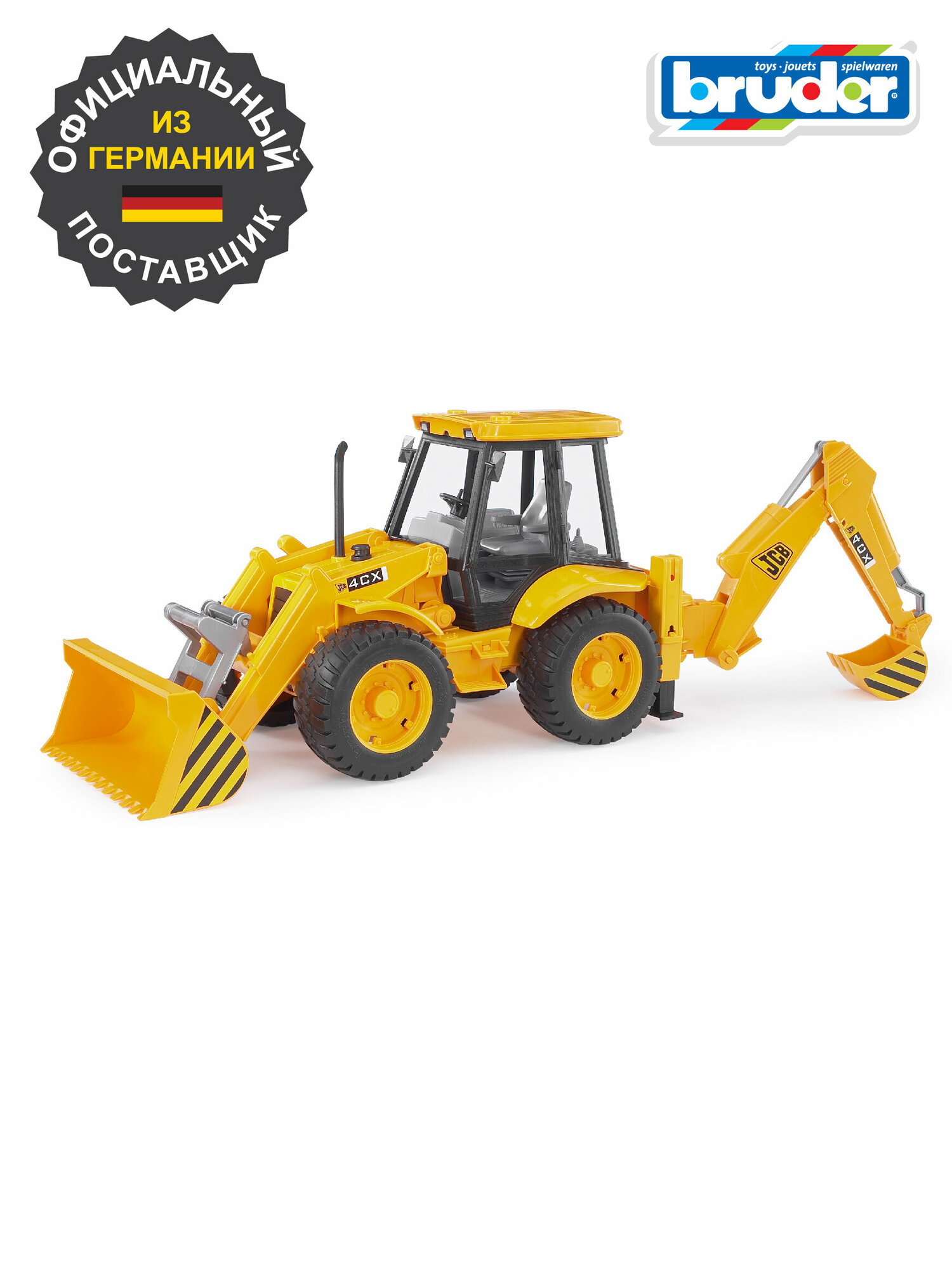 Брудер, Экскаватор погрузчик колёсный JCB 4CX, Bruder, длина 52 см, 02-428
